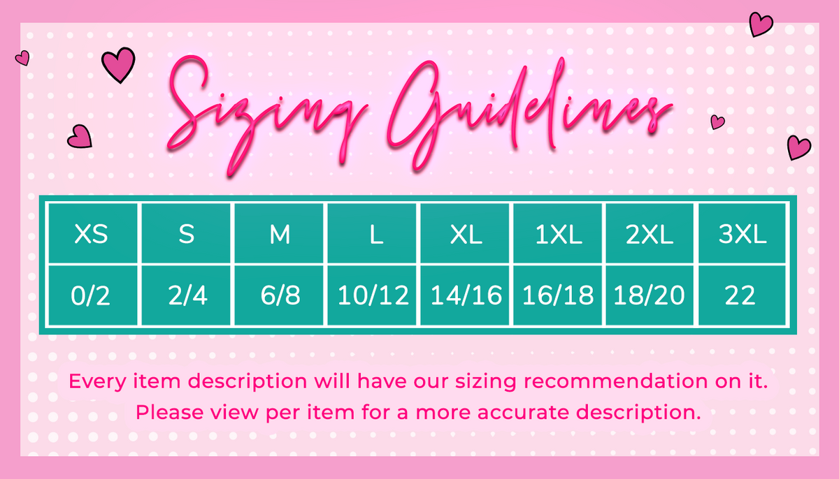 Sizing Guidelines – Bombshell Beautique Salon + Spa